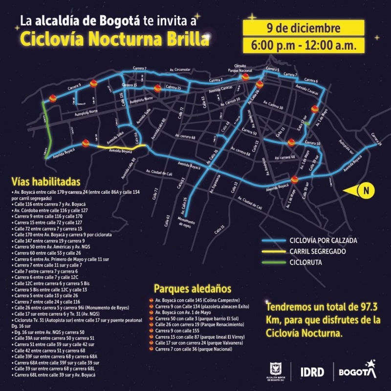 Después de dos años regresa la Ciclovía Nocturna a Bogotá | IDRD ...